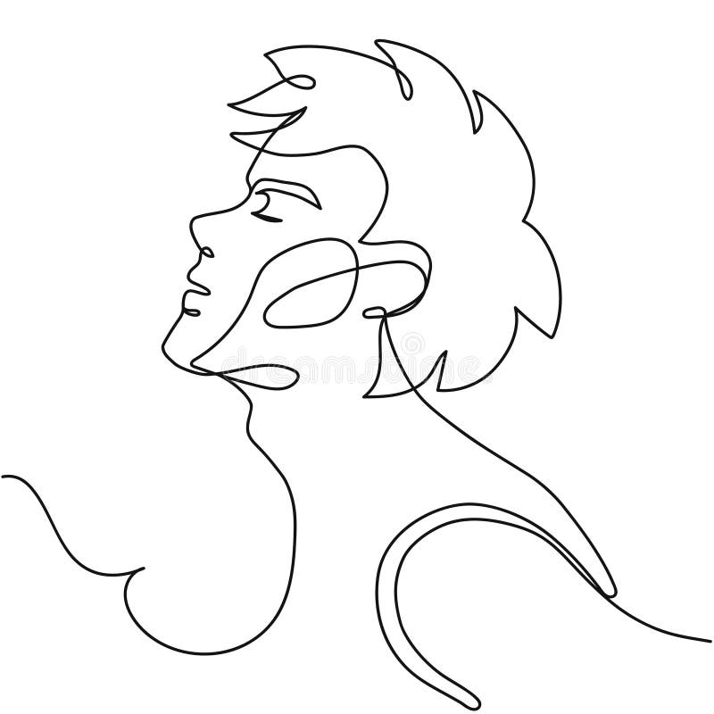 One Continuous Line Portrait of Beautiful Young Man Stock Vector ...