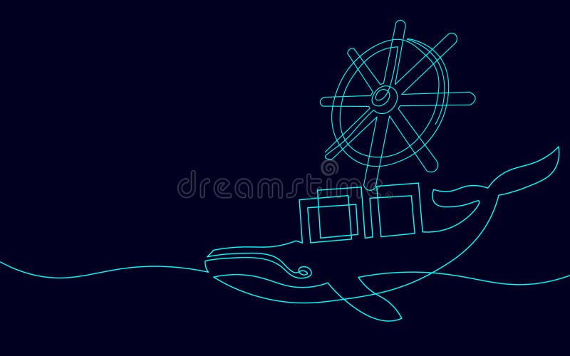 One Continuous Line Wheel Helm Computer Developer App Concept. Business ...