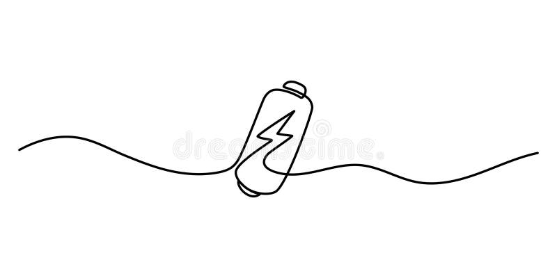 One Continuous Pattern of Battery Charging Energy Sign. Lightning ...