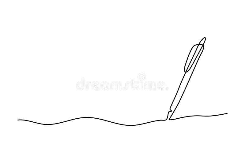 One Continuous Pen Drawing of Wave Writing with Thin Stroke. Pencil ...