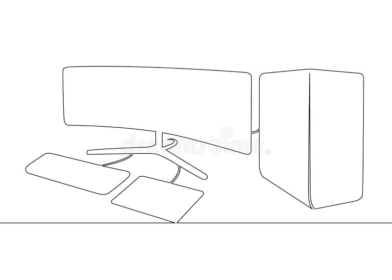 One Continuous Single Drawn Line Art Doodle Computer Mobile Device ...