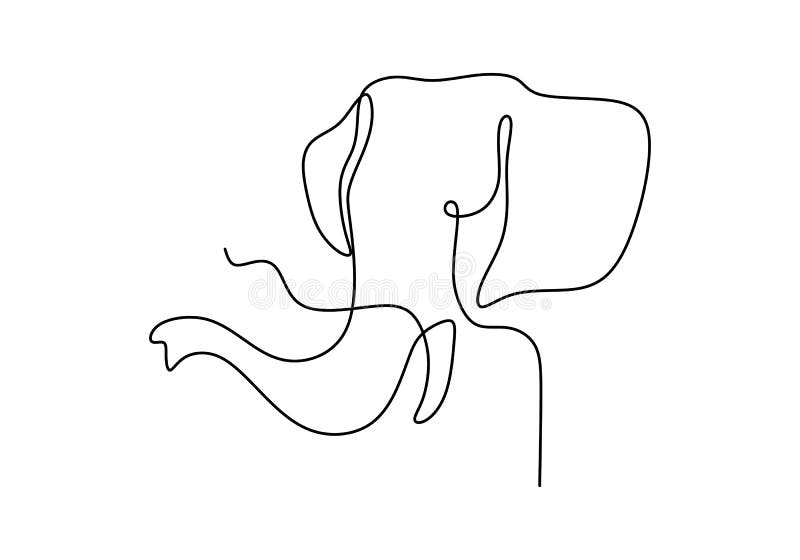 One Continuous Single Line of Big Elephant Head for World Elephant Day ...