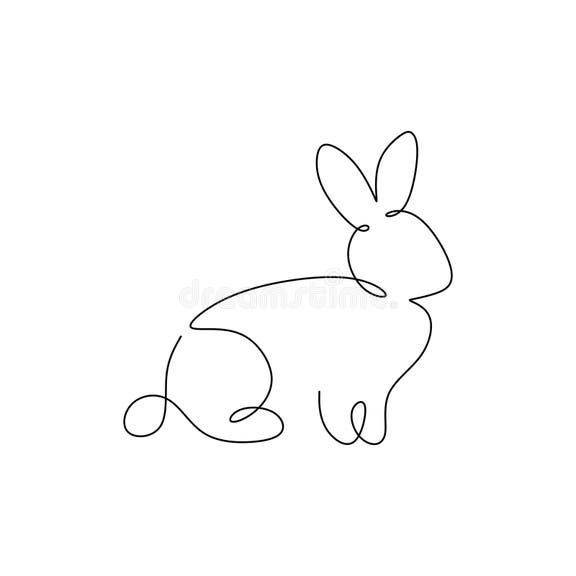 One Continuous Single Line of Cute Rabbit on White Background Stock ...