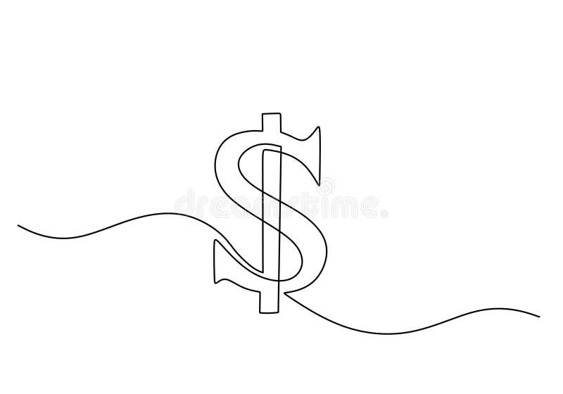 One Continuous Single Line of Dollar Symbol on White Background Stock ...