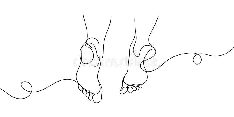 One Continuous Single Line Drawing with Flat Doodles of Leg, Foot Stock ...