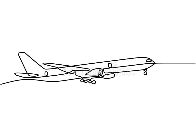 One Single Line Drawing Airplane Stock Illustrations – 435 One Single ...