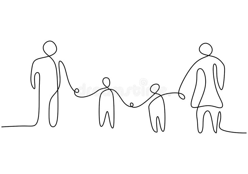 One Continuous Single Line of Four Family Member Isolated on White ... One Continuous Single Line of Four Family Member Isolated on White ...