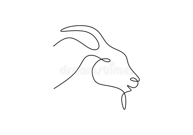 Goat One Line Drawing Minimalism Style Stock Vector - Illustration of ...
