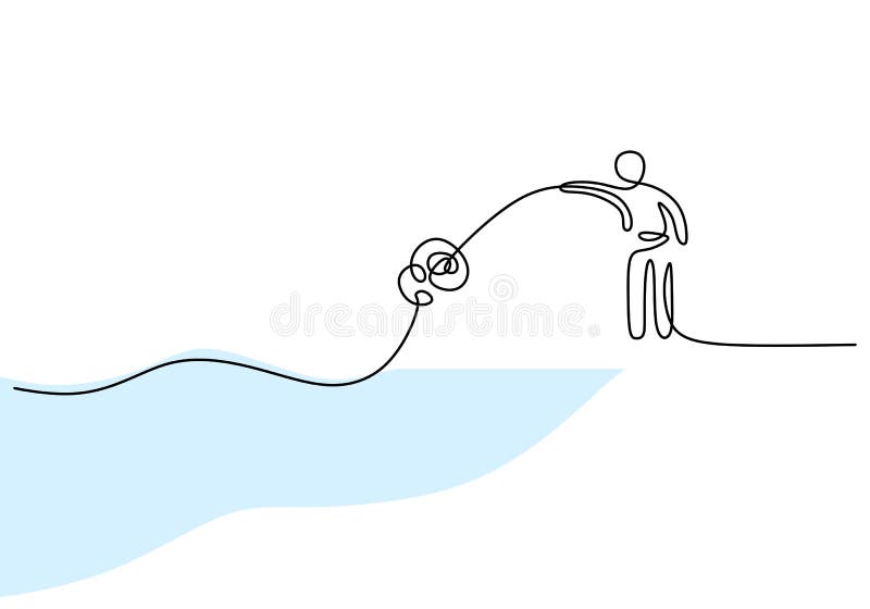 One Continuous Single Line of Isolated on White Background Stock ...