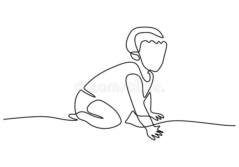 Crawling Baby Continuous One Single Line Hand Draw Isolated on White ...