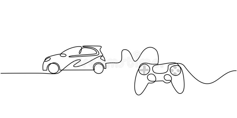 One Continuous Single Line Vector Illustration of Car with Console ...
