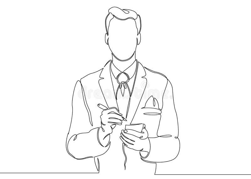 One Line Drawing Waiter Stock Illustrations – 93 One Line Drawing ...