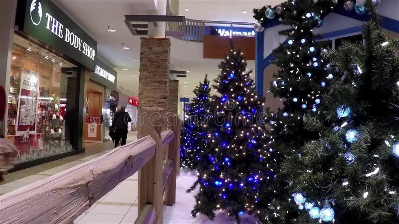 One Corner of Shopping Mall with Christmas Tree Inside Building. Stock ...