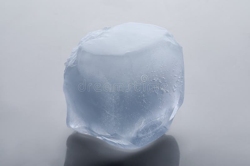 One Crystal Clear Ice Cube Isolated on White Stock Photo - Image of ...