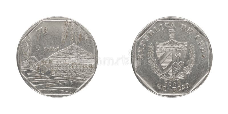 1 Cuban Peso Coin Against 20 Cuban Peso Banknote Stock Image - Image of ...