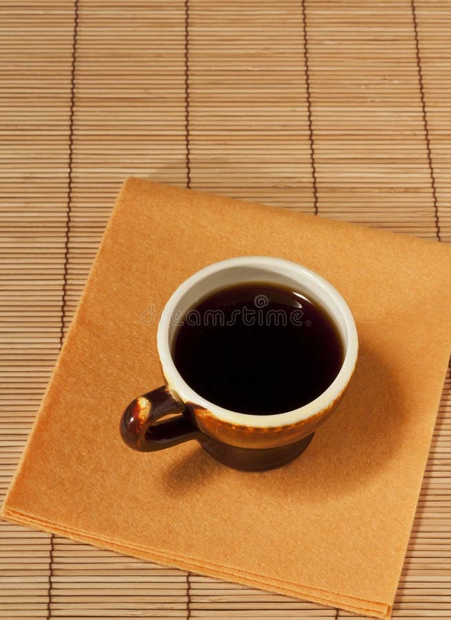 One Cup of Coffee on a Yellow Napkin Stock Photo - Image of still ...