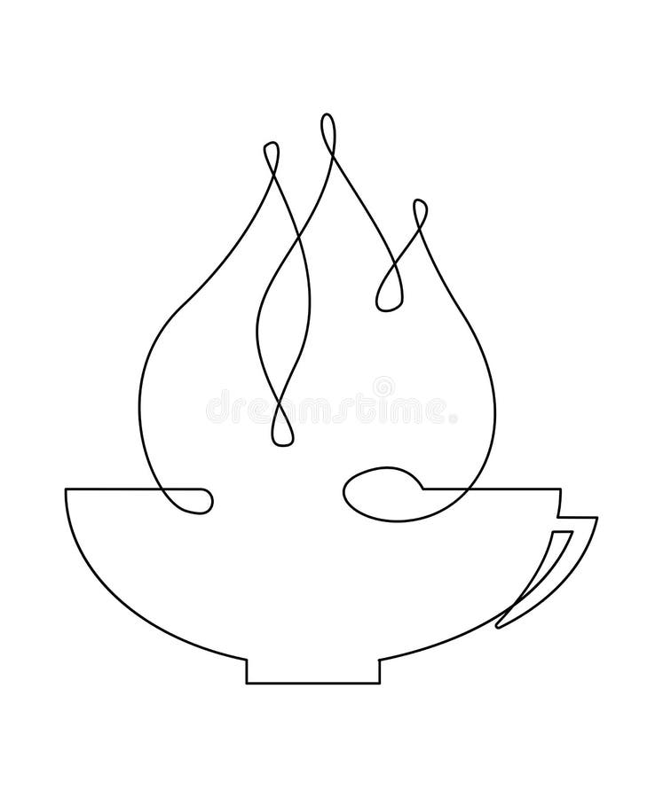 One Cup with Hot Drink. Continuous Line Drawing Stock Vector ...