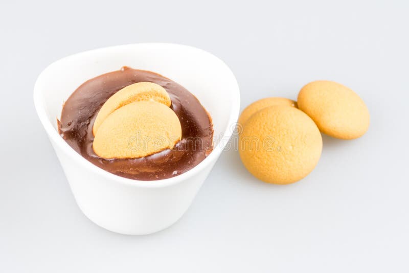 One Cup of Pudding with Biscuits Stock Photo - Image of sugar, biscuit ...