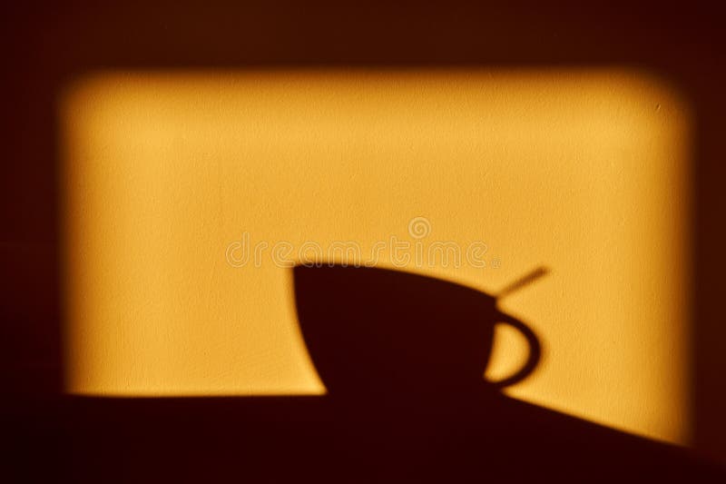 One Cup Shadow on Wall stock image. Image of coffee - 114316203