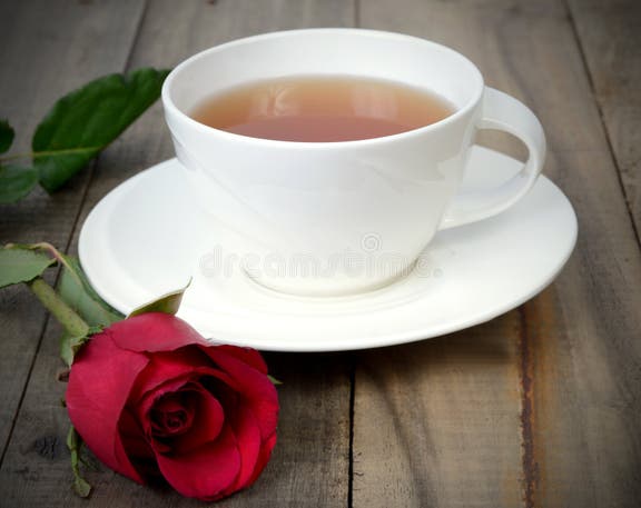 One cup of tea. stock photo. Image of wooden, retro, rose - 40247976