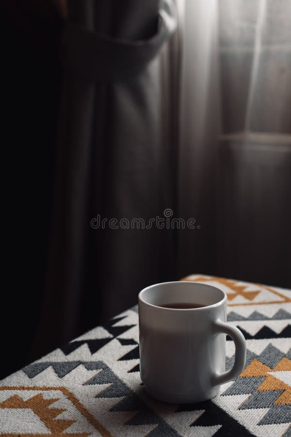 One Cup of Tea on Table Inside the Wooden House Stock Image - Image of ...