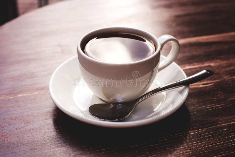 One Cup of Tea on a Wooden Table Stock Image - Image of copy, break ...