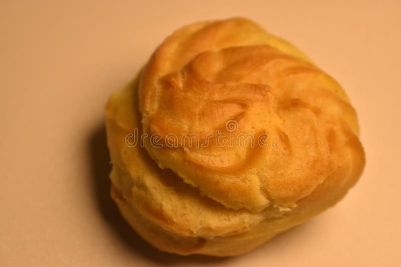 One Choux Pastry with Custard Fillings Stock Image - Image of custard ...