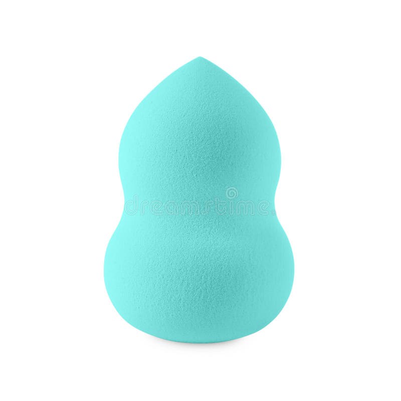 One Cyan Makeup Sponge Isolated on White Stock Photo - Image of ...