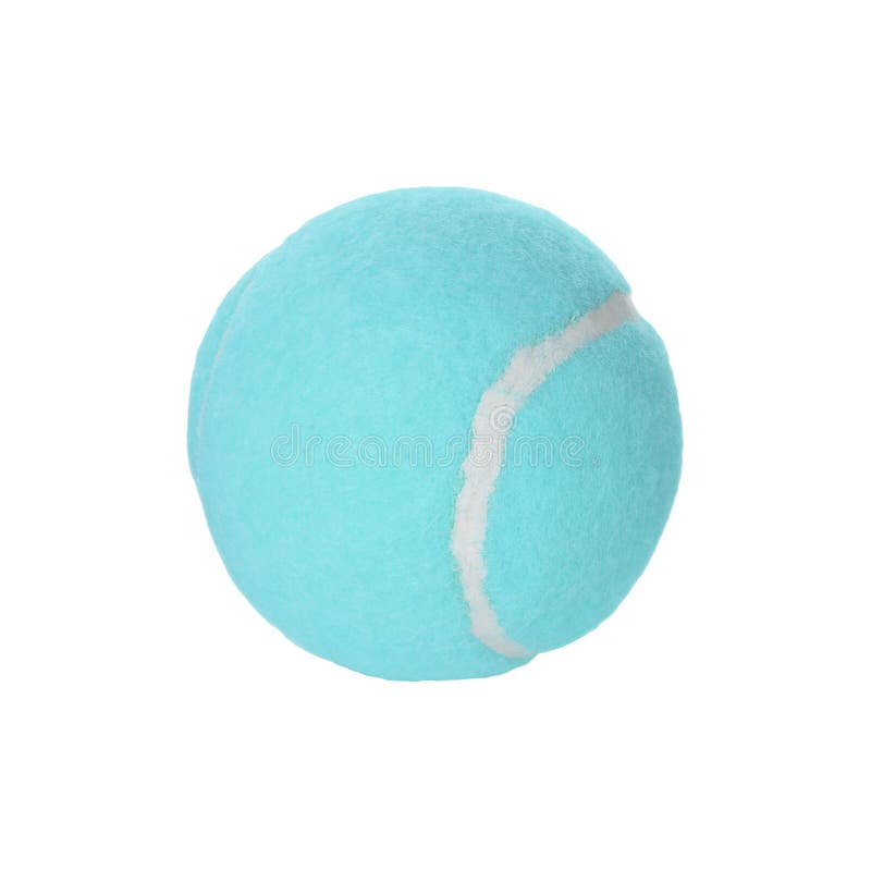One Cyan Tennis Ball Isolated on White Stock Photo - Image of match ...