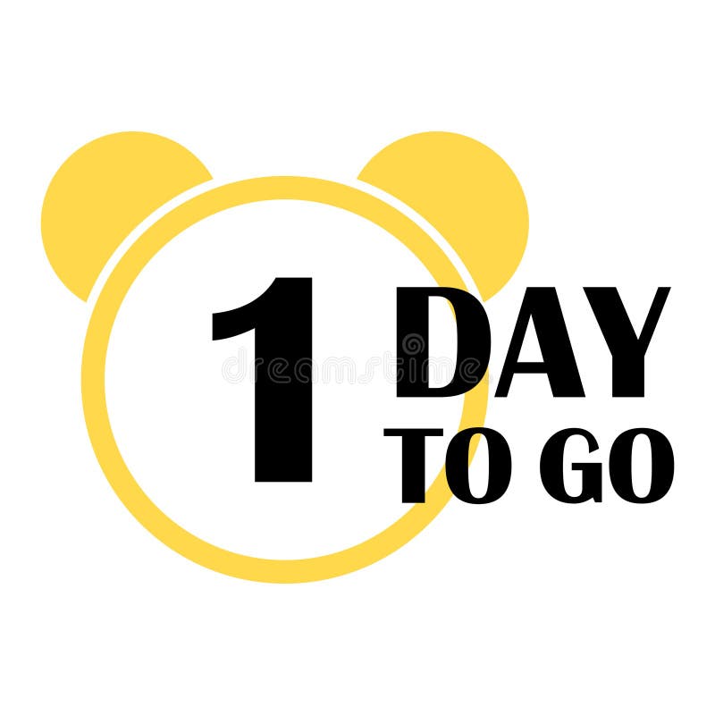 One Day Left. Countdown Timer Icon. Yellow Clock Illustration. Bold ...