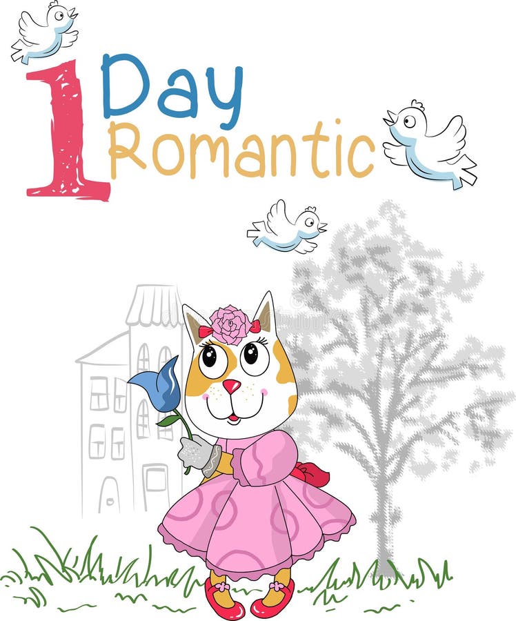 One day romantic cat stock vector. Illustration of romantic - 55221031