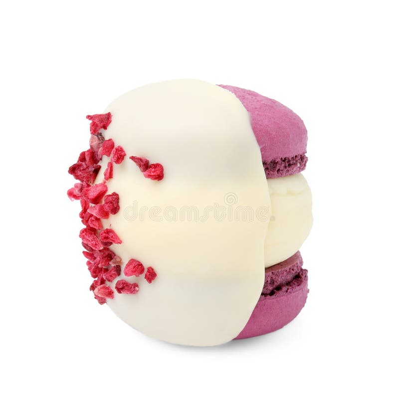 One Delicious Sweet Macaron Isolated on White Stock Photo - Image of ...