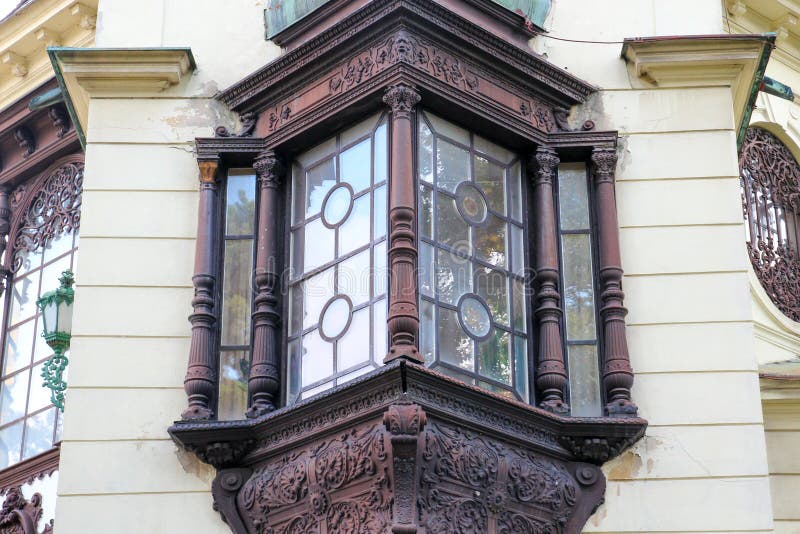 One Design Window on the Facade of the Old House Stock Image - Image of ...