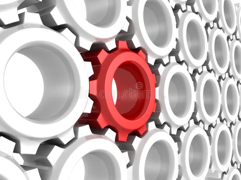 One Different Red Gear Wheel in Other White Crowd Stock Illustration ...