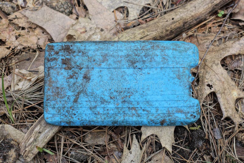 One Dirty Rectangular Old Plastic Box Lies on the Ground Stock Image ...