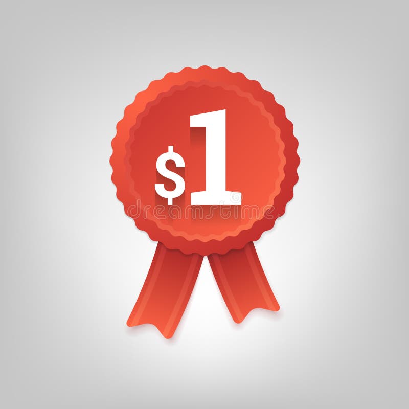One dollar badge stock vector. Illustration of ribbon - 38356116