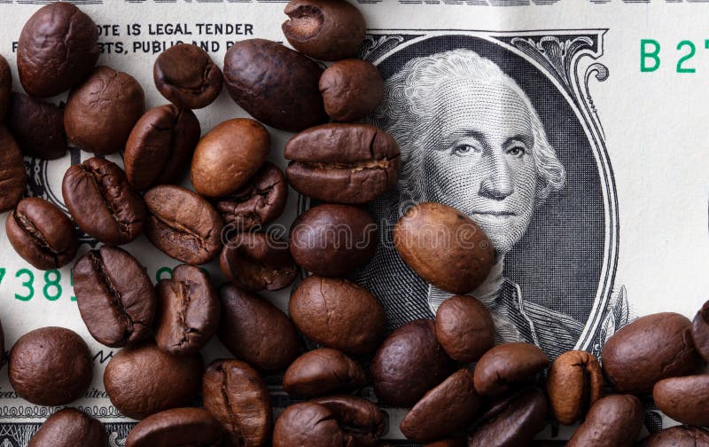 One Dollar Banknote in Black Coffee Beans. Stock Image - Image of ...