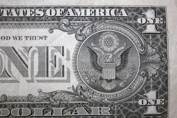 One dollar bill back stock photo. Image of label, drawing - 254887580