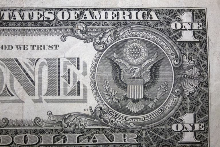 One dollar bill back stock photo. Image of label, drawing - 254887580