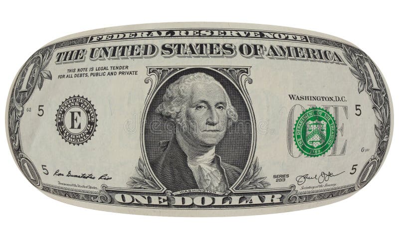 One Dollar Bill Distorted As a Spherical Shape Stock Image - Image of ...