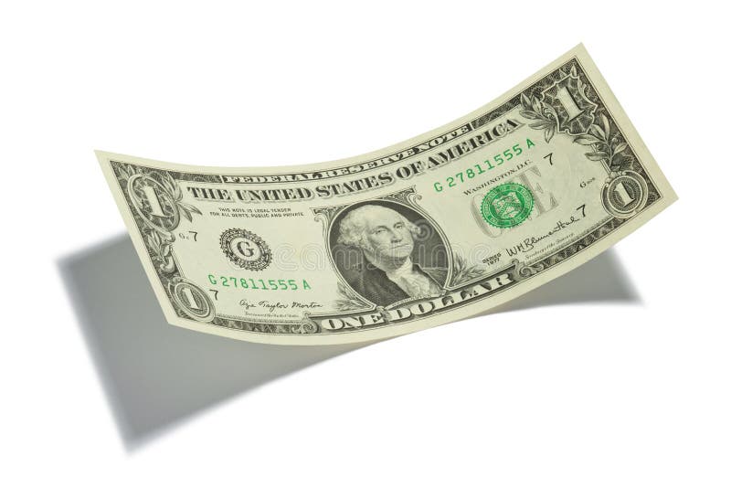 One Dollar Bill Isolated stock photo. Image of curving - 13152240