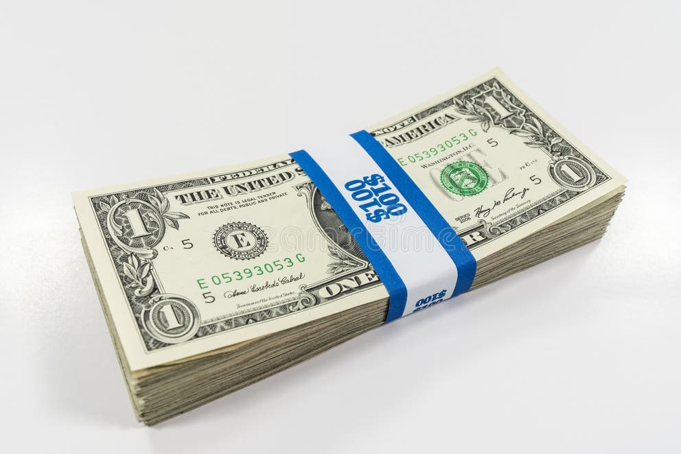 One Dollar Bills with Currency Strap Stock Image - Image of banking ...