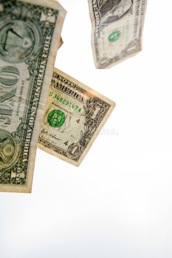 One dollar bills falling stock photo. Image of american - 83409706
