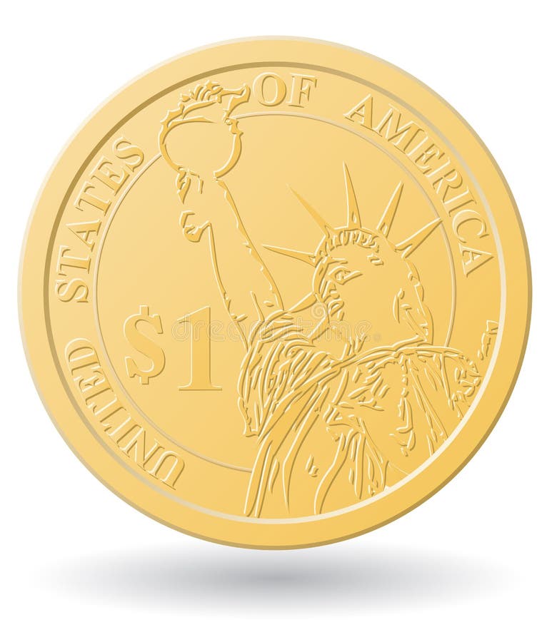 One Dollar Coin Vector Illustration Stock Vector - Illustration of ...