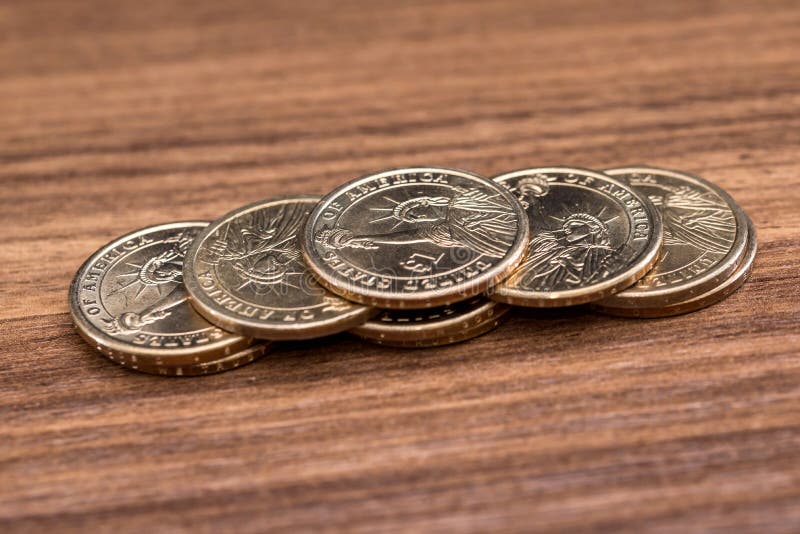One dollar coin stock photo. Image of desk, penny, cash - 93366482