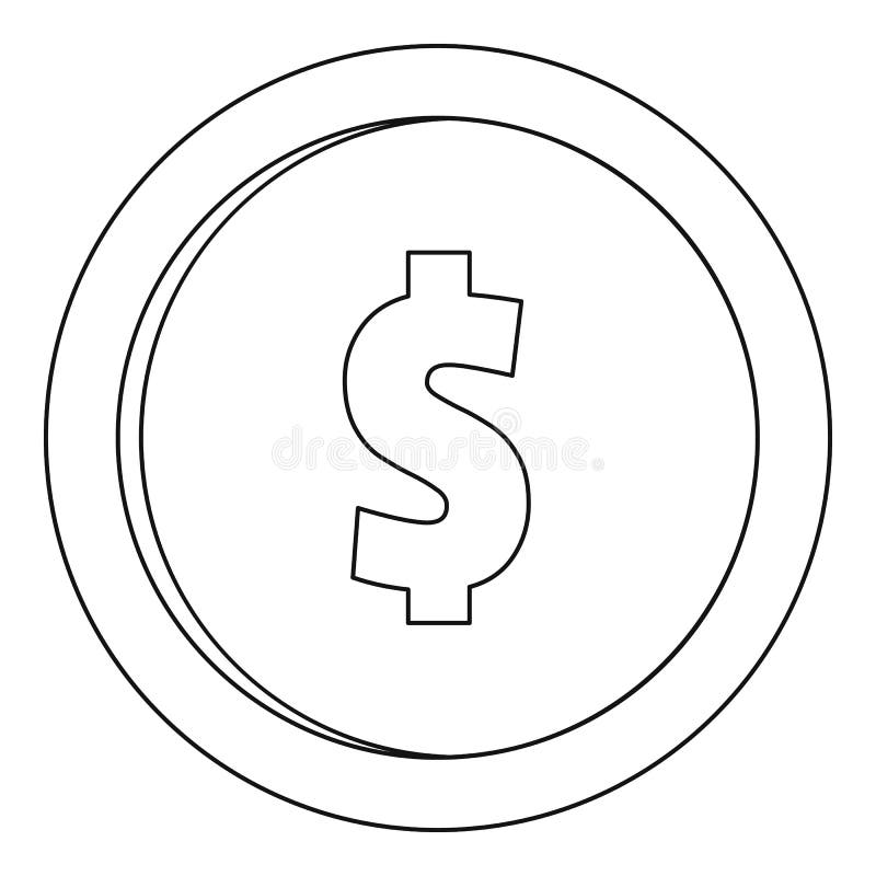 One Dollar Icon, Outline Style. Stock Illustration - Illustration of ...