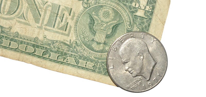 One Dollar Note and Coin stock photo. Image of dollars - 42207952