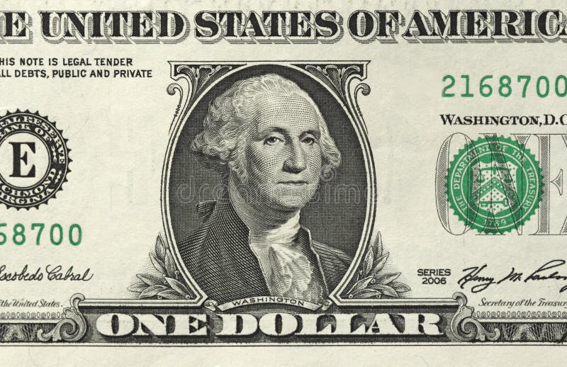One Dollar with One Note. 1 Dollars Stock Image - Image of business ...