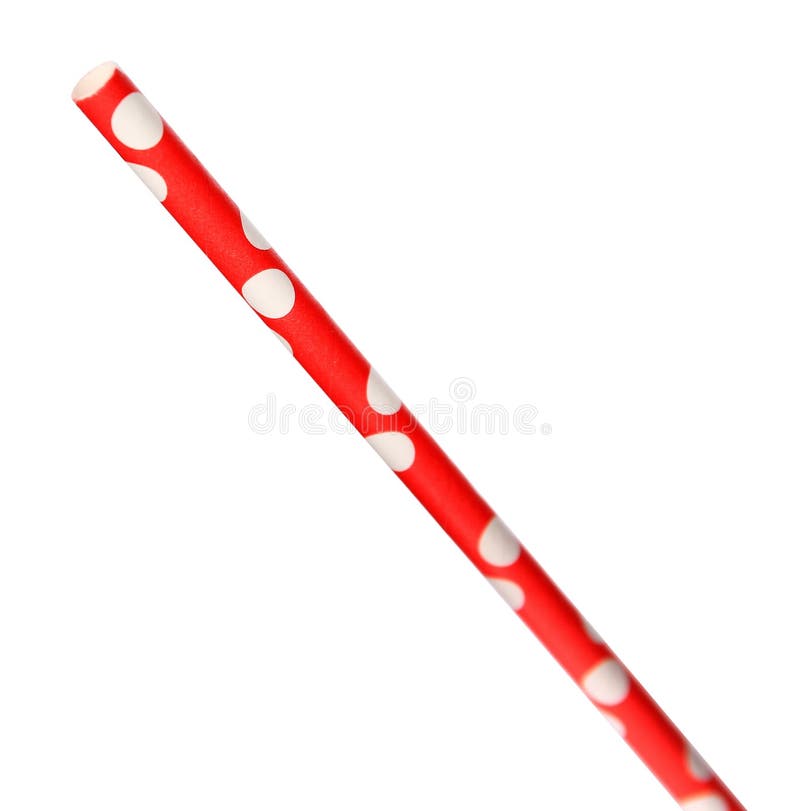 One Dotted Paper Straw for Drinking Isolated on White Stock Image ...