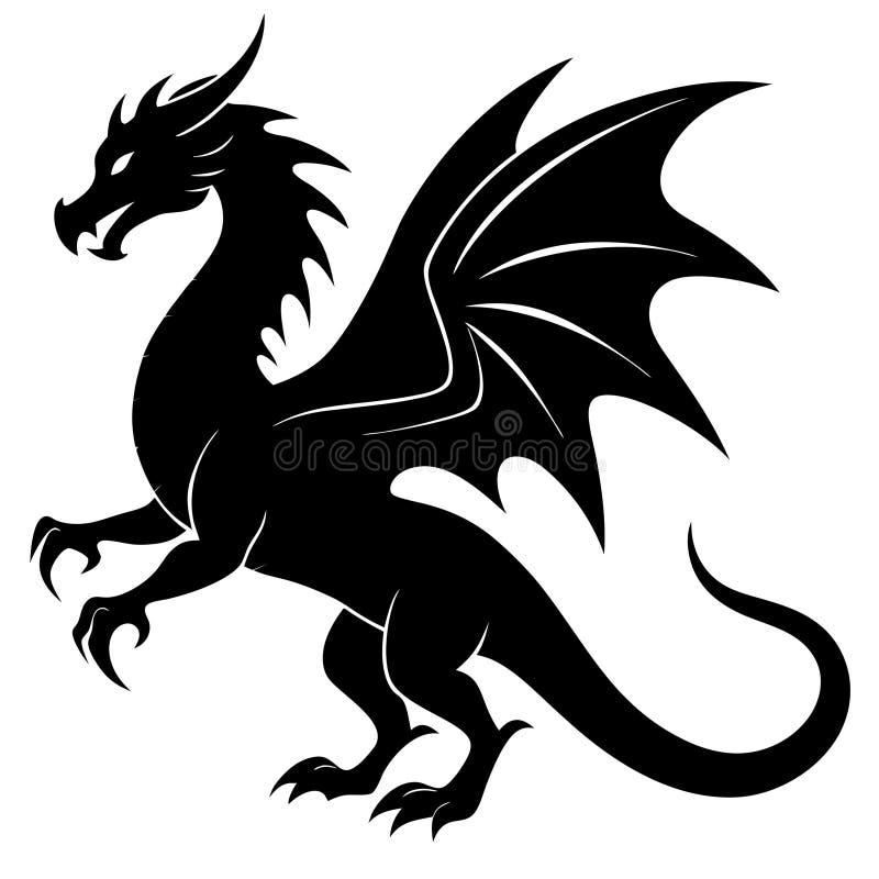 One Dragon Silhouette Vector Illustration Stock Illustration ...